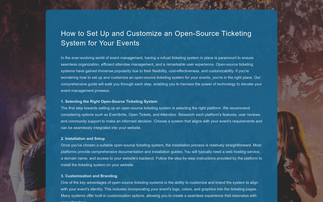 How to Set Up and Customize an Open-Source Ticketing System for Your Events